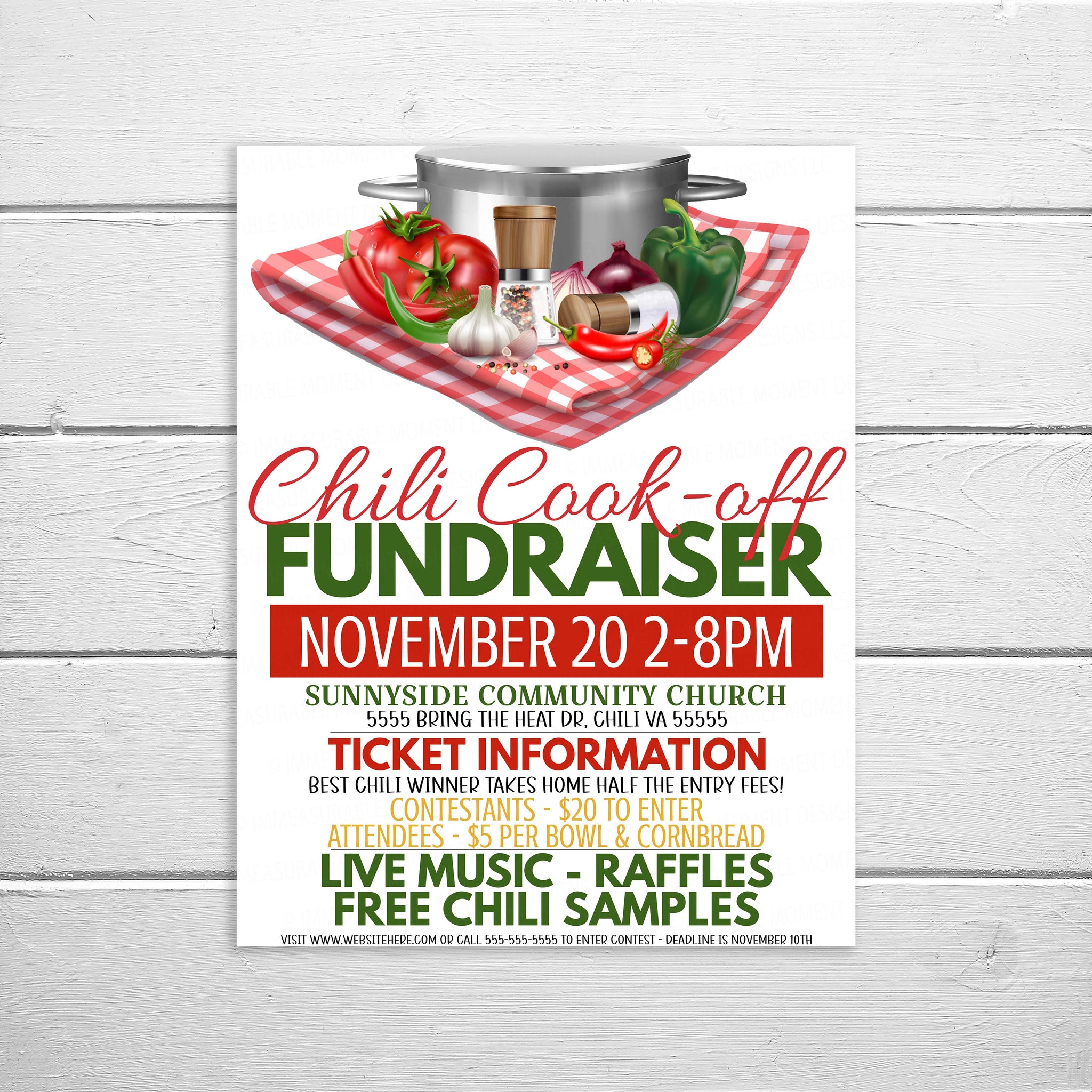 Editable Chili Cook-Off Invitation Flyer, Family Cookoff Competition I ...