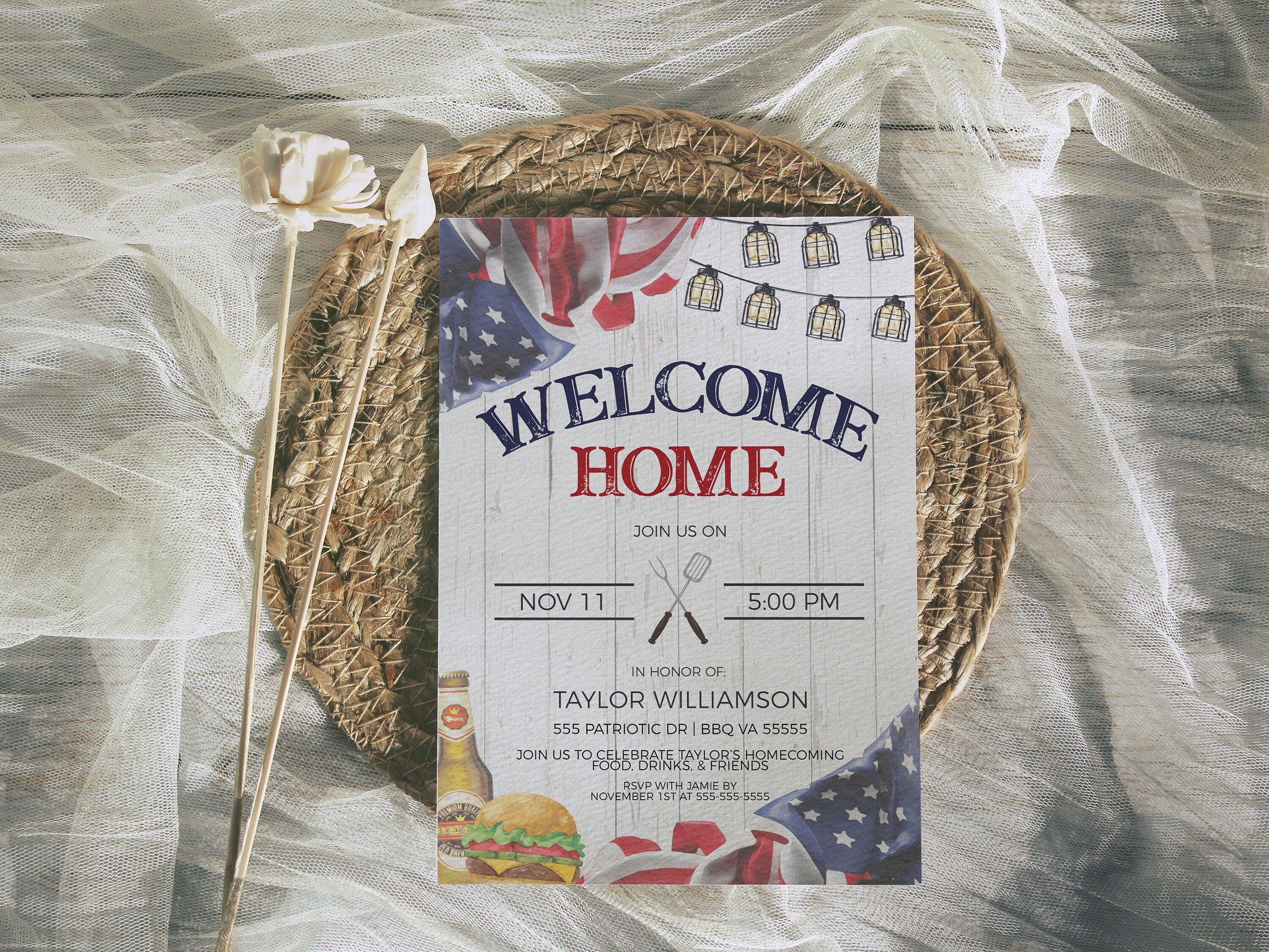 Homecoming Invitation, Welcome Home Deployment Party, United States Na ...