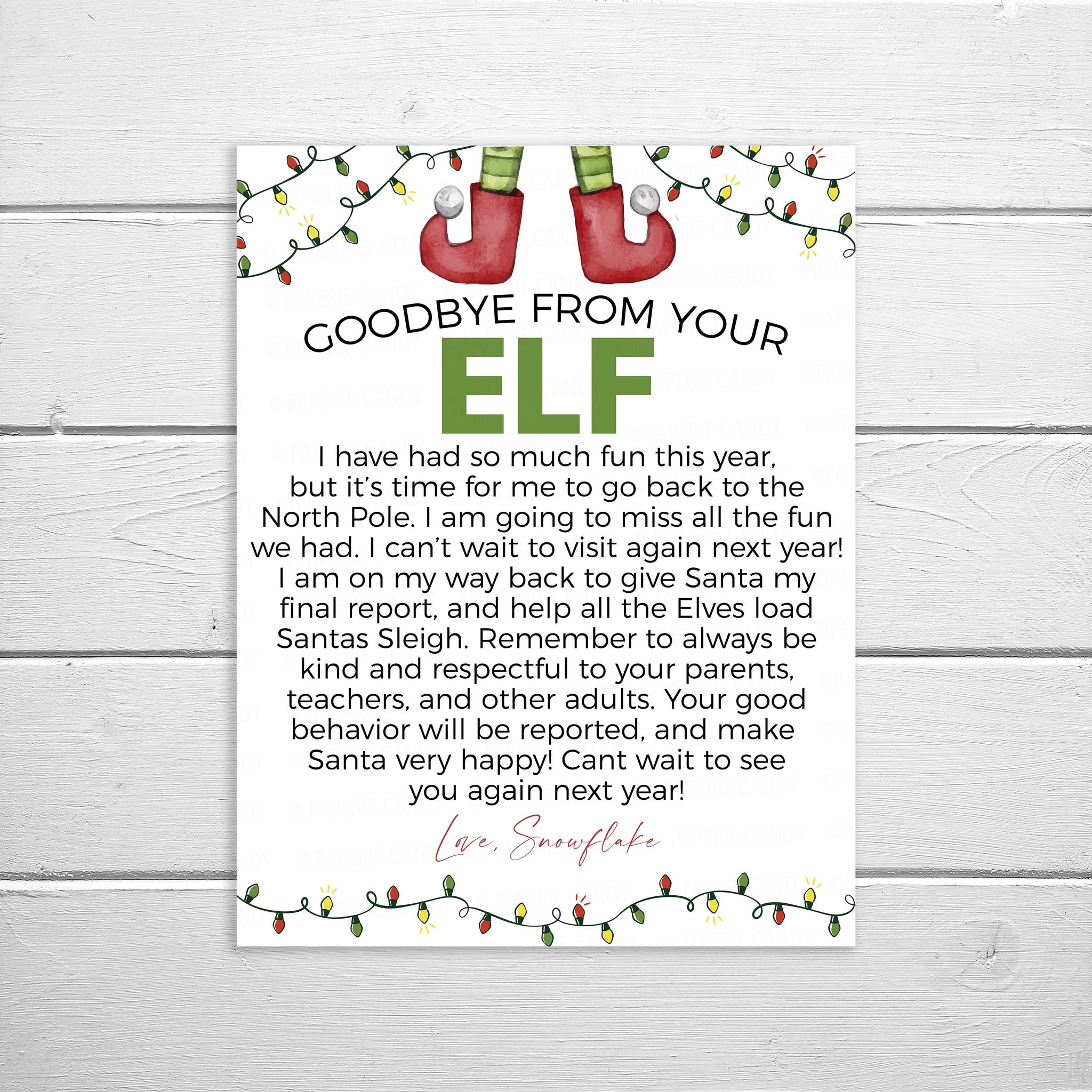 Editable Goodbye Elf Letter, Goodbye Note From Elf, Goodbye Elf Report ...