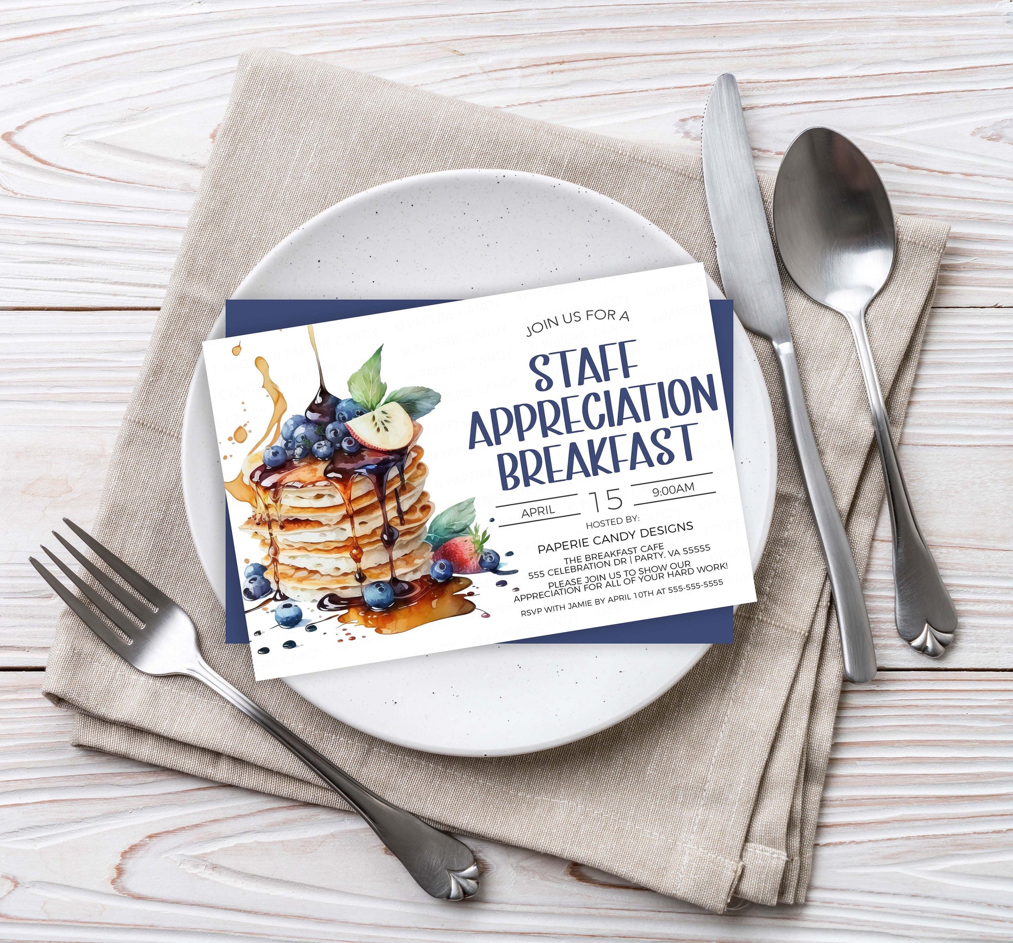 Appreciation Breakfast Invitation, Staff Employee Breakfast Invite, Vo ...