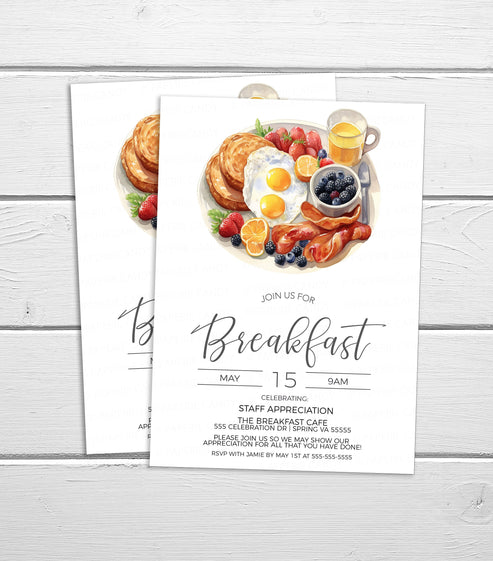 Breakfast Invitation, Staff Employee Appreciation Breakfast Invite, Vo ...